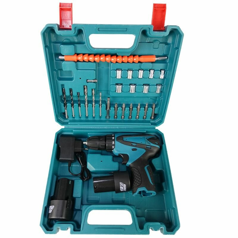 Дрель-шуруповерт 12 вольт, От аккумулятора, 12 В, 2 АКБ