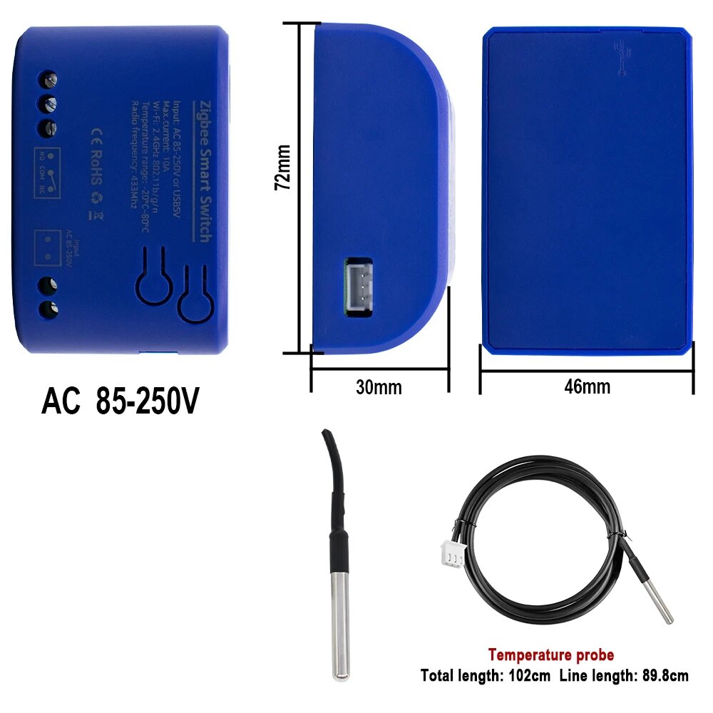 Умный переключатель температуры Tuya Zigbee Wi-Fi, реле 7-32 В/85-250 В, 10 А, интеллектуальный термостат, поддержка голоса, Google Home Alexa