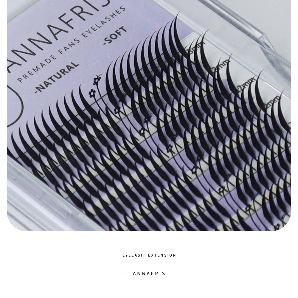 ANNAFRIS готовые веера D-изгиб, 8-15 Mix, Fox Spire Lashes