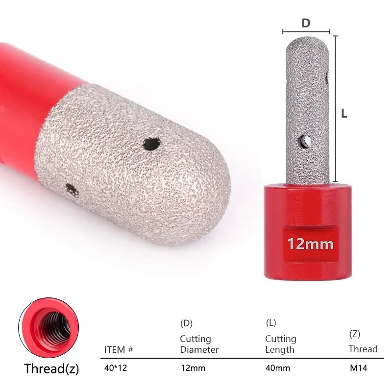 Алмазная фреза XCAN M14, насадка с алмазным напылением для плитки, мрамора, бетона, 6/8/10/12/15/20/25 мм
