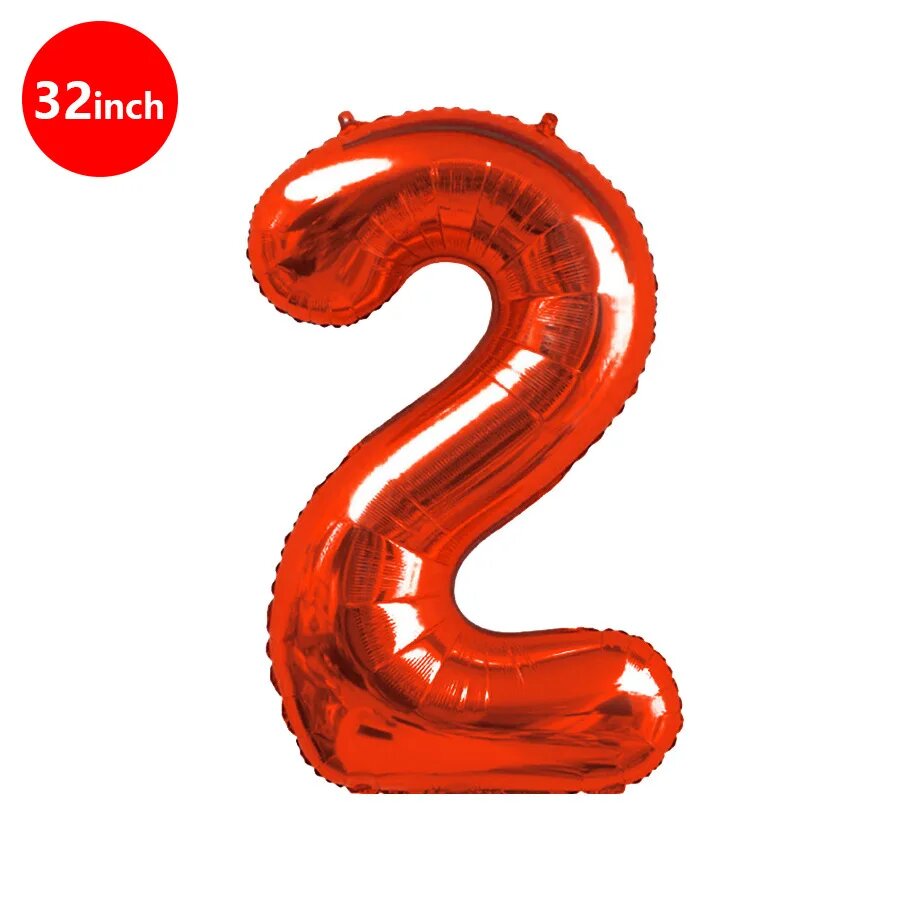 Красный цифровой шар "2", 32 дюйма