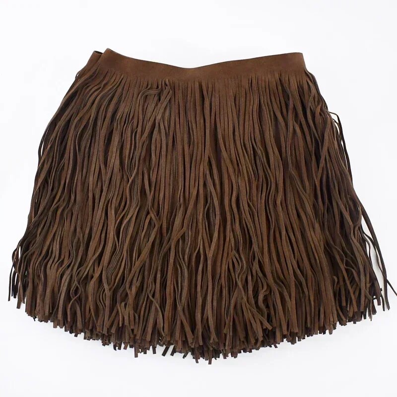 Лента замшевая искусственная с кисточками Meetee 2 м Коричневый, 15cm, TF005-DarkBrown70