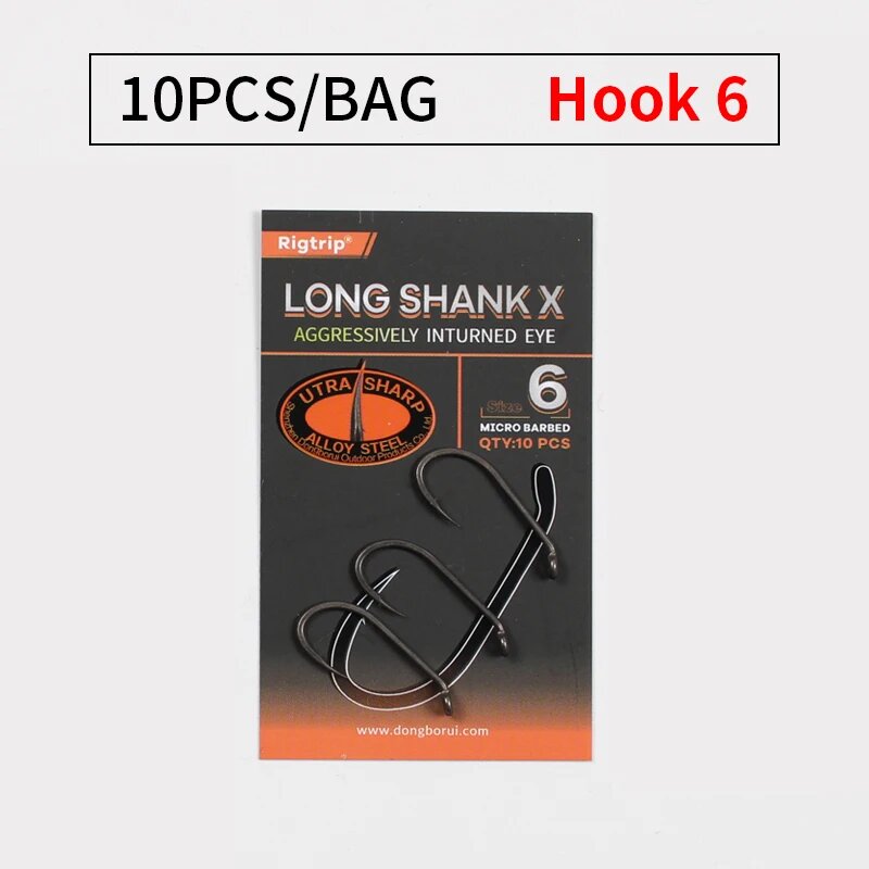 10 шт, крючок для ловли карпа для Hair Rig Chod Rig, размер с микроколючками 10pcs - Hook 6