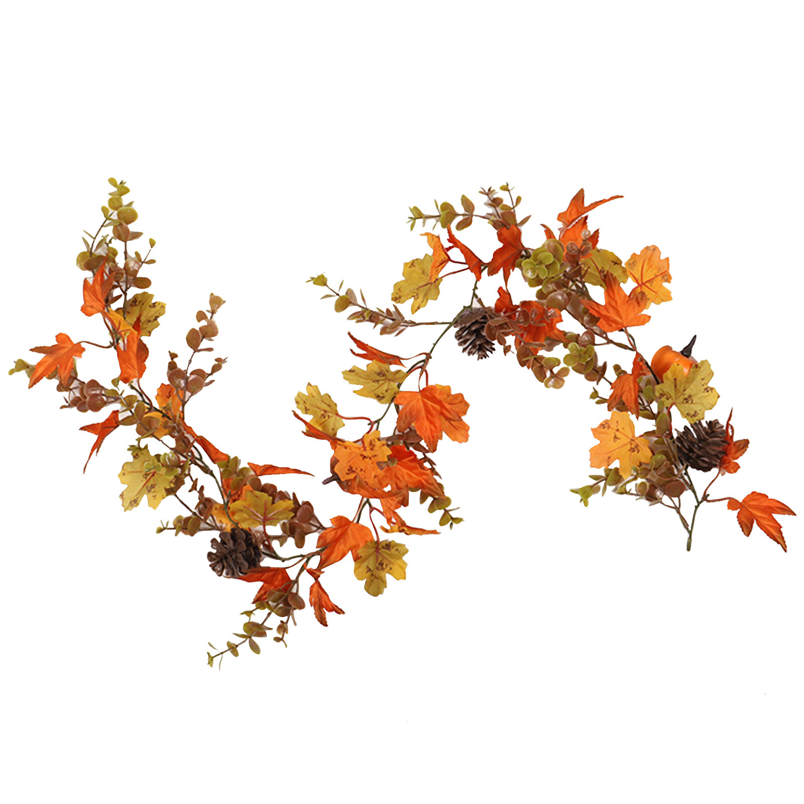 Гирлянда из искусственного кленового листа, желудя, ротанга длиной 100 см-без подсветки