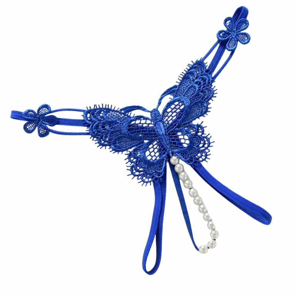 Кружевные стринги с жемчугом