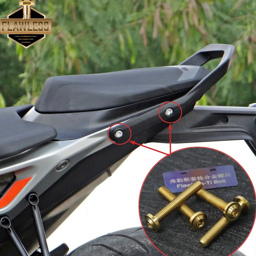 FLAWLESSTI Gr5 титановый болт сцепления двигателя, водяной насос, труба, подставка для ног, болт звездочки, гайка заднего моста для KTM 790 Duke, Rear Bracket 4 PCS, Black