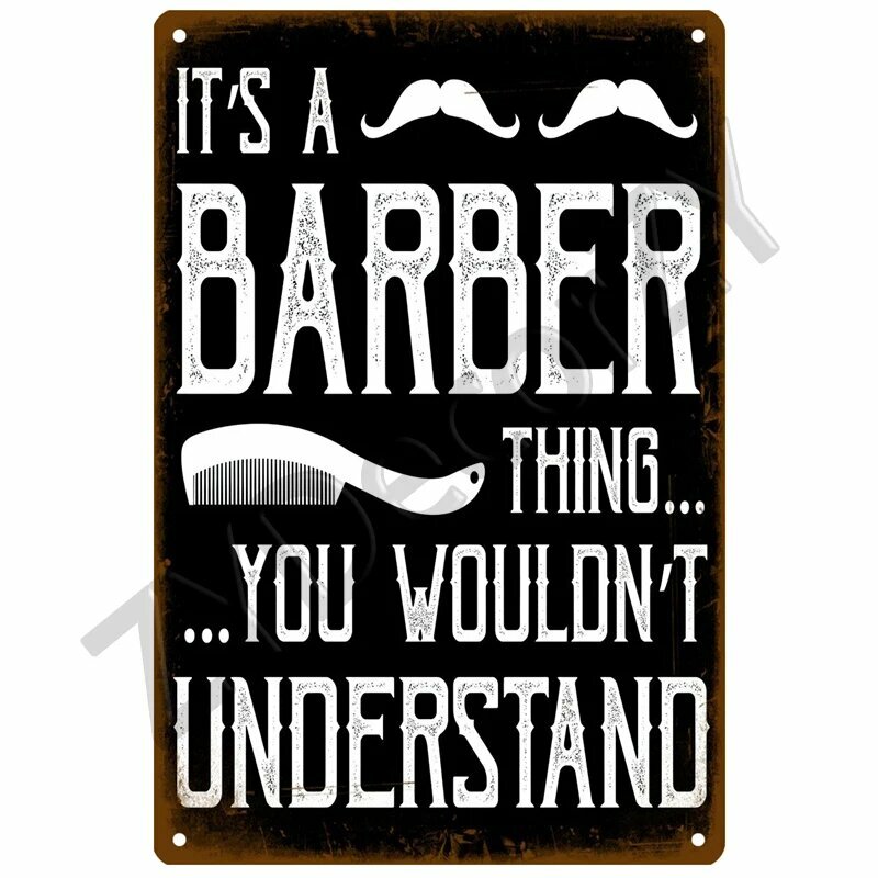 Вывеска "Barber Thing" ретро, черный, YHMO30000