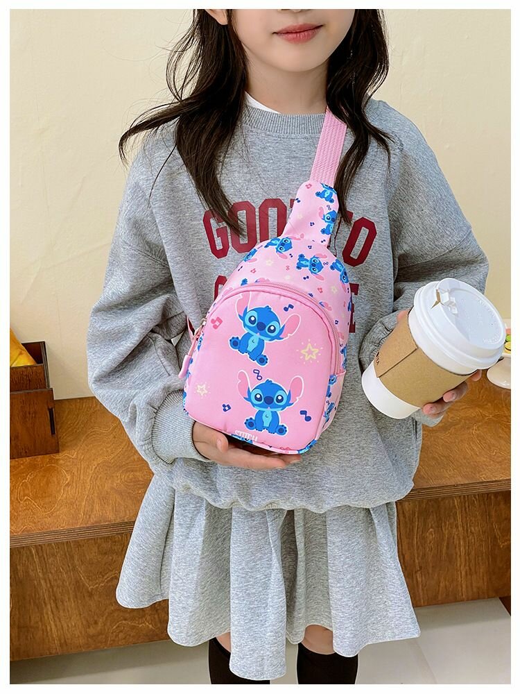 Детский Рюкзак-Сумка Стич Кроссбоди, Нагрудный или Поясной, Легкий для Прогулок, Органайзер для Мелочи (Унисекс)