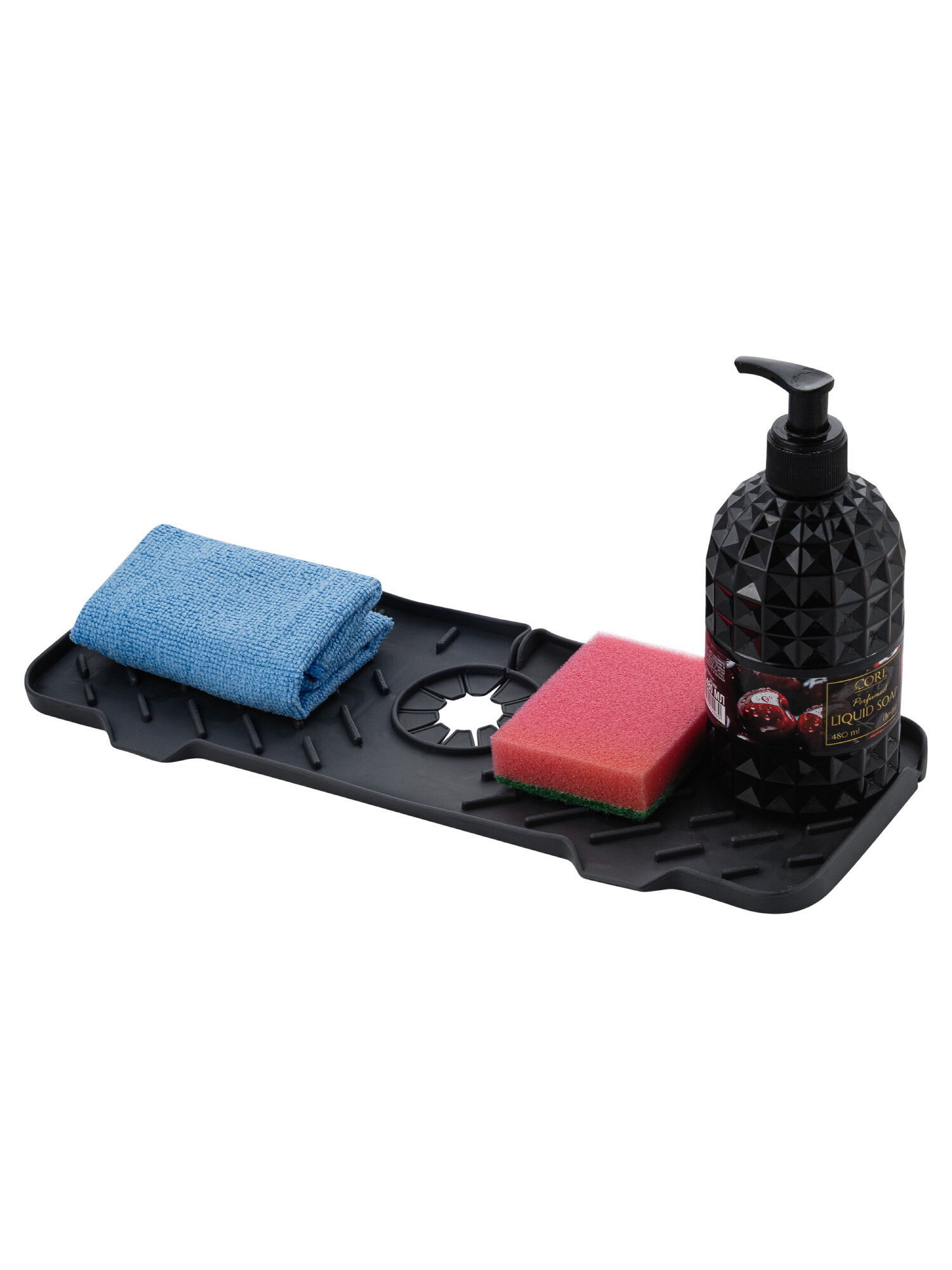 Коврик для раковины Mirus Group, силикон, с поддоном, крепление к крану, 38 см x 14 см