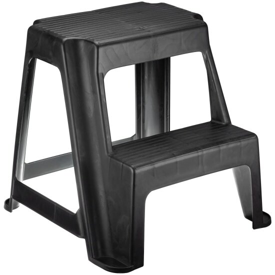 Стремянка-табурет Idea 2 ступени, стационарная, пластиковая, нагрузка 120 кг, вес 2,4 кг, черная, М 2296