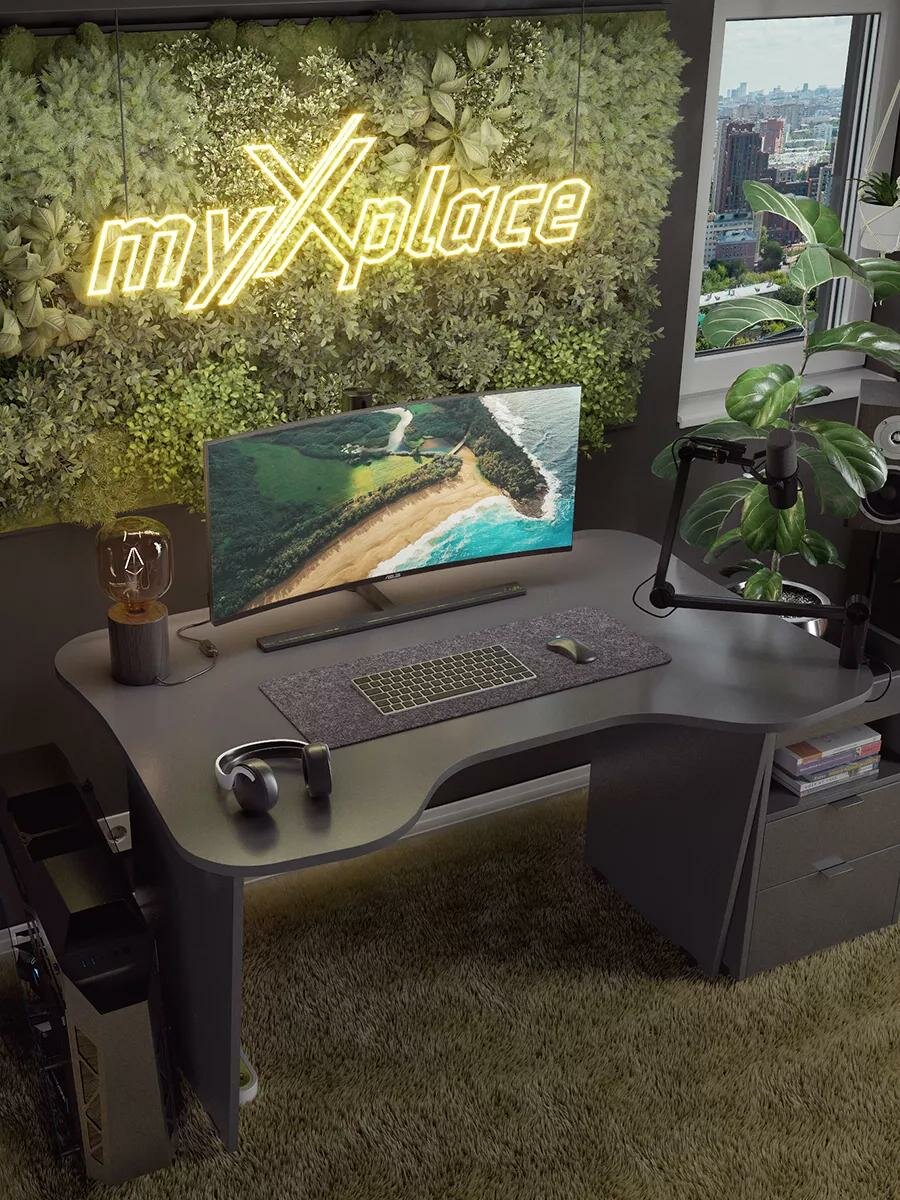 Компьютерный письменный стол, для школьника, для геймеров, Графит