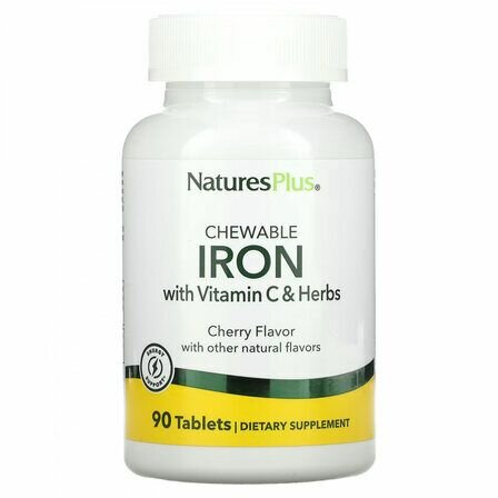 Natures Plus Iron 27 мг Herbal (90 жевательных таблеток) хелатное железо