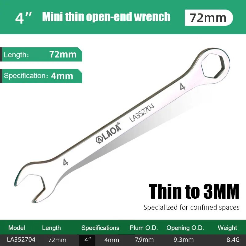 LAOA Мини двойной гаечный ключ из нержавеющей стали 4-11 мм Dualuse 4mm