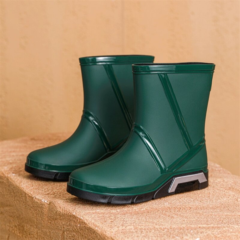 Нескользящие полусапожки, резиновые сапоги, мужские сапоги средней высоты с нескользящей подкладкой и бархатом, резиновые сапоги для работы на кухне, водонепроницаемые сапоги для рыбалкиРазмер обуви. EU:42