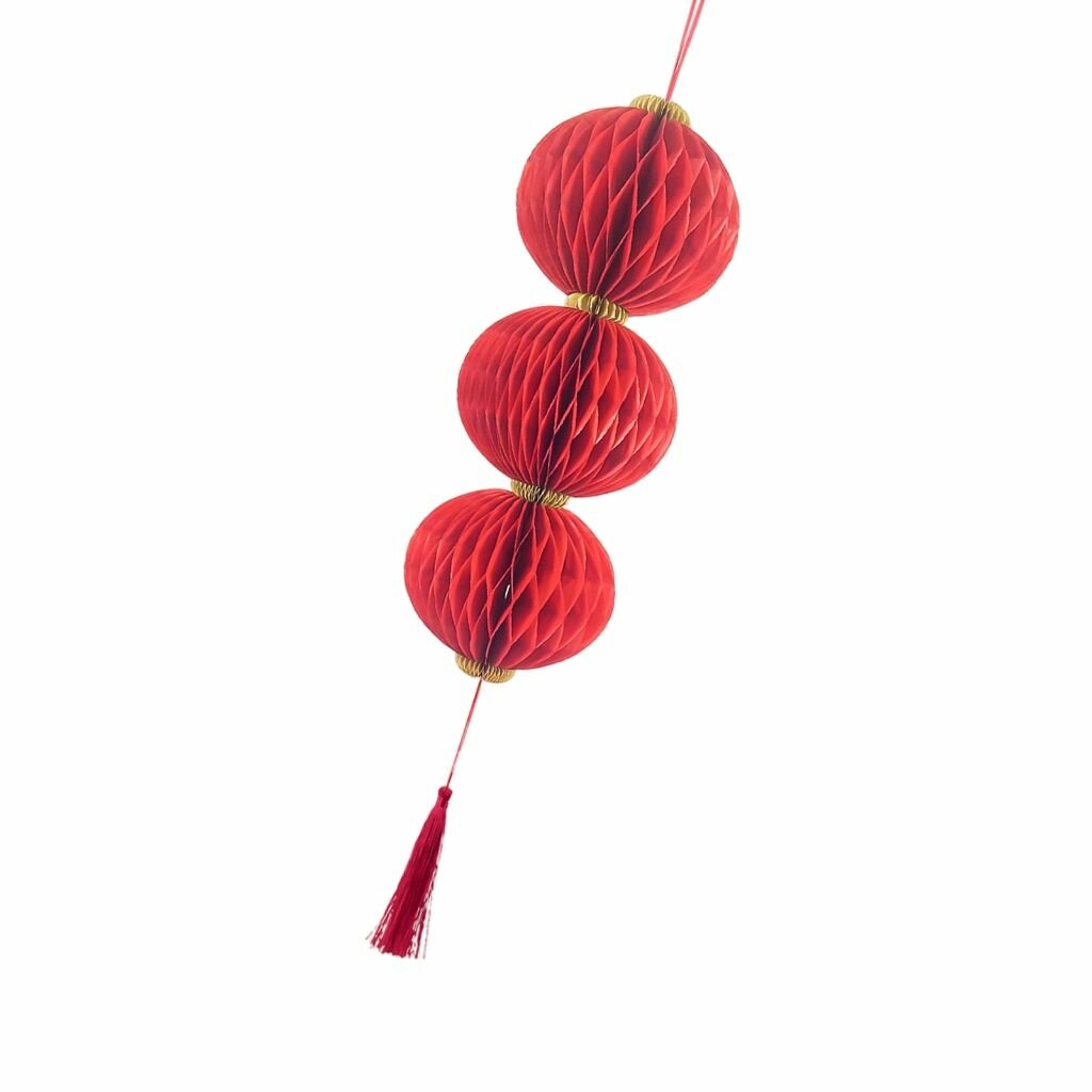 1 гирлянда новогодних фонариков с подвесными гирляндными украшениями-3 слоя