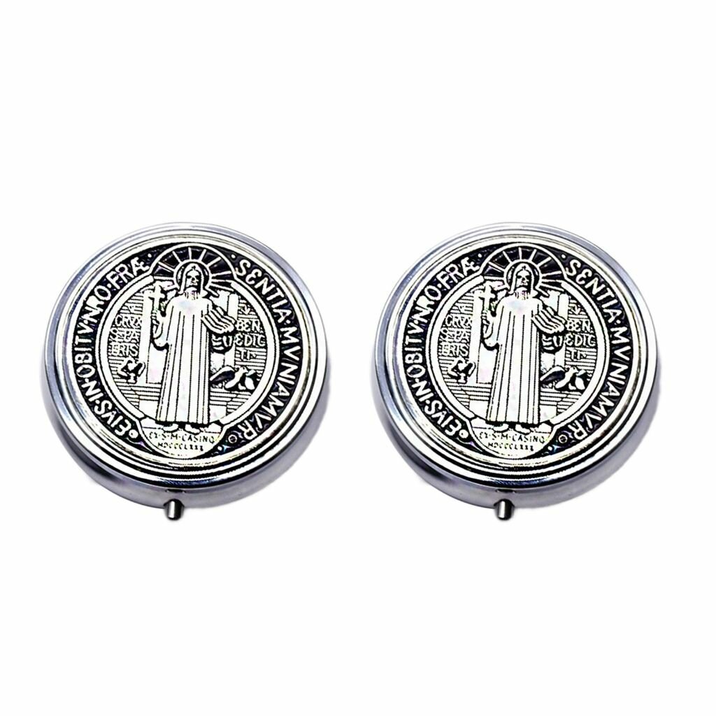 2 Четки для Причастия Пресвятой Богородицы Святого Бенедикта в подарочной коробке Металлическая коробка-Серебро