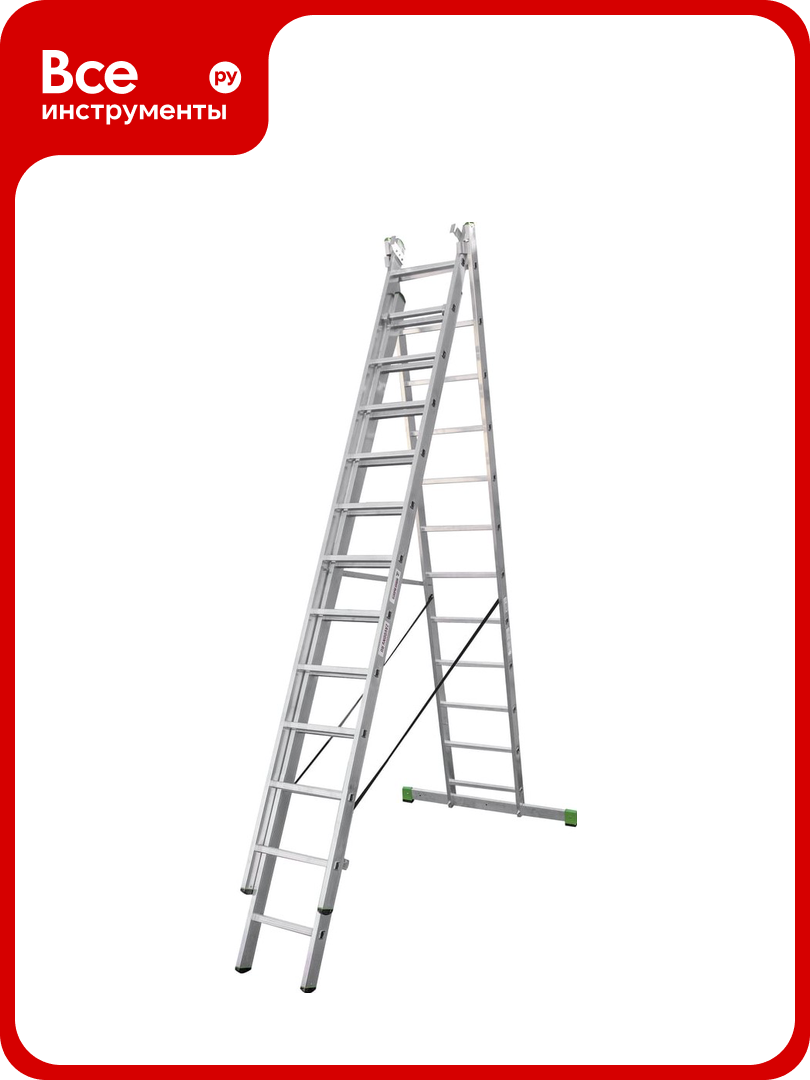 Алюминиевая трехсекционная лестница Новая Высота 3х12 ступеней 2230312