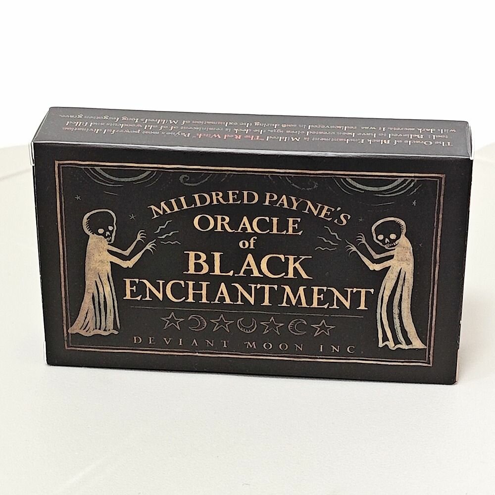 Оракул черного колдовства Милдред Пейн, 52 шт, 10,3*6 см, линейные изображения, стиль ксилографии