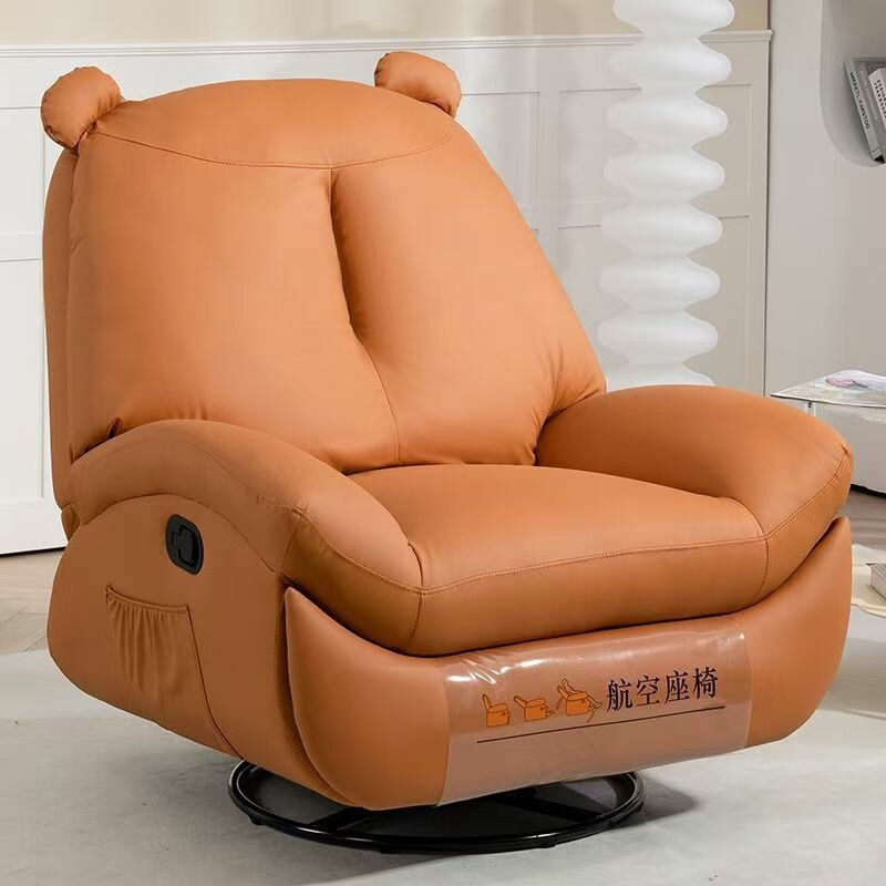 Диван-кресло Lazy sofa Bear, экокожа, поворотное основание, оранжевое