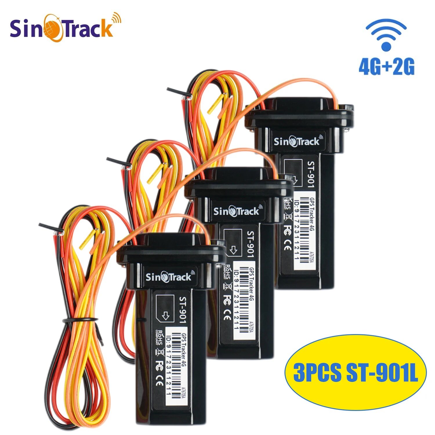 4G SinoTrack 3 шт. ST-901L мини-автомобильный трекер для автомобиля, внедорожника, грузовика, автобуса, GPS, 4-контактное реле для двигателя Cut, 3PCS ST-901L