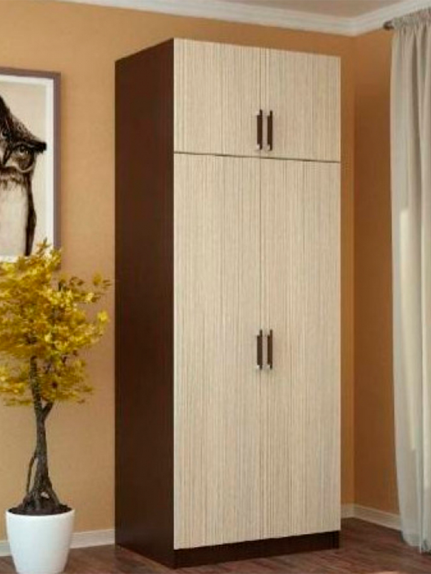 Распашной шкаф для одежды со штангой (80х56х210 см), венге/лоредо