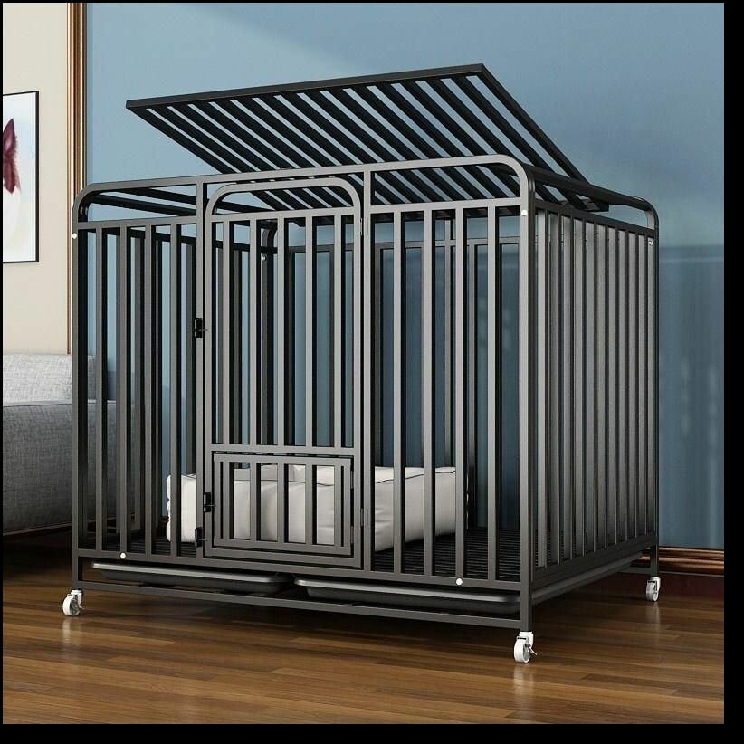 Клетка для собак, усиленная, с туалетом, металл, 95х64,5х85 см