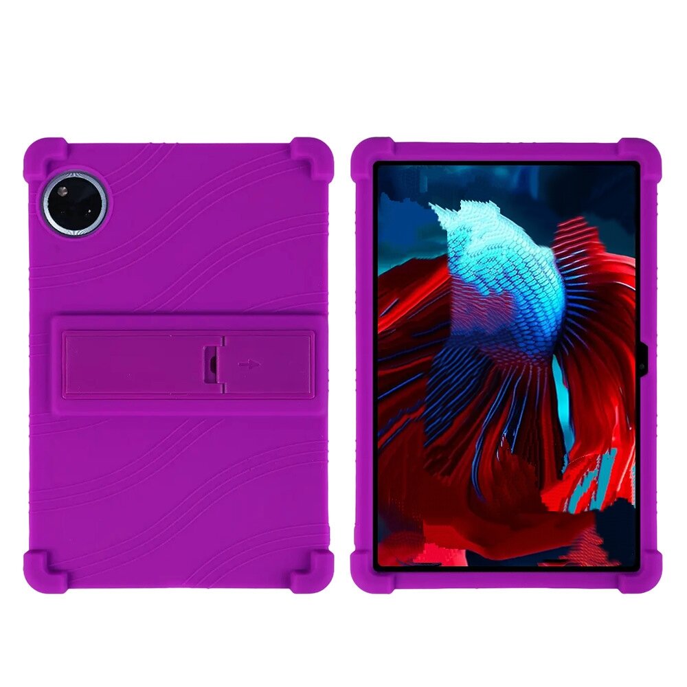 Силиконовый противоударный чехол-бампер MyPads «Silicone protettivo» для планшета Doogee U11 (11) с усиленной защитой углов с подставкой, фиолетовы.