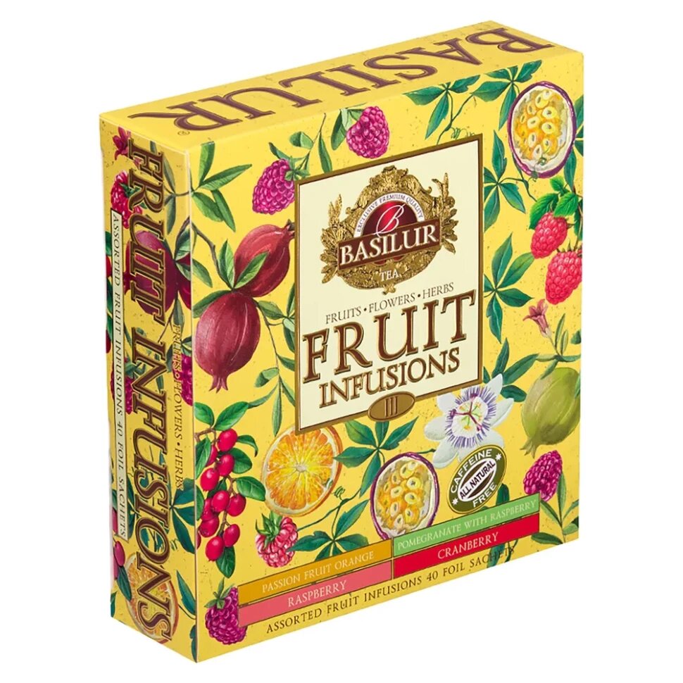 Базилур Ассорти, 40 пакетиков, Фруктовое Вдохновение, желтая пачка