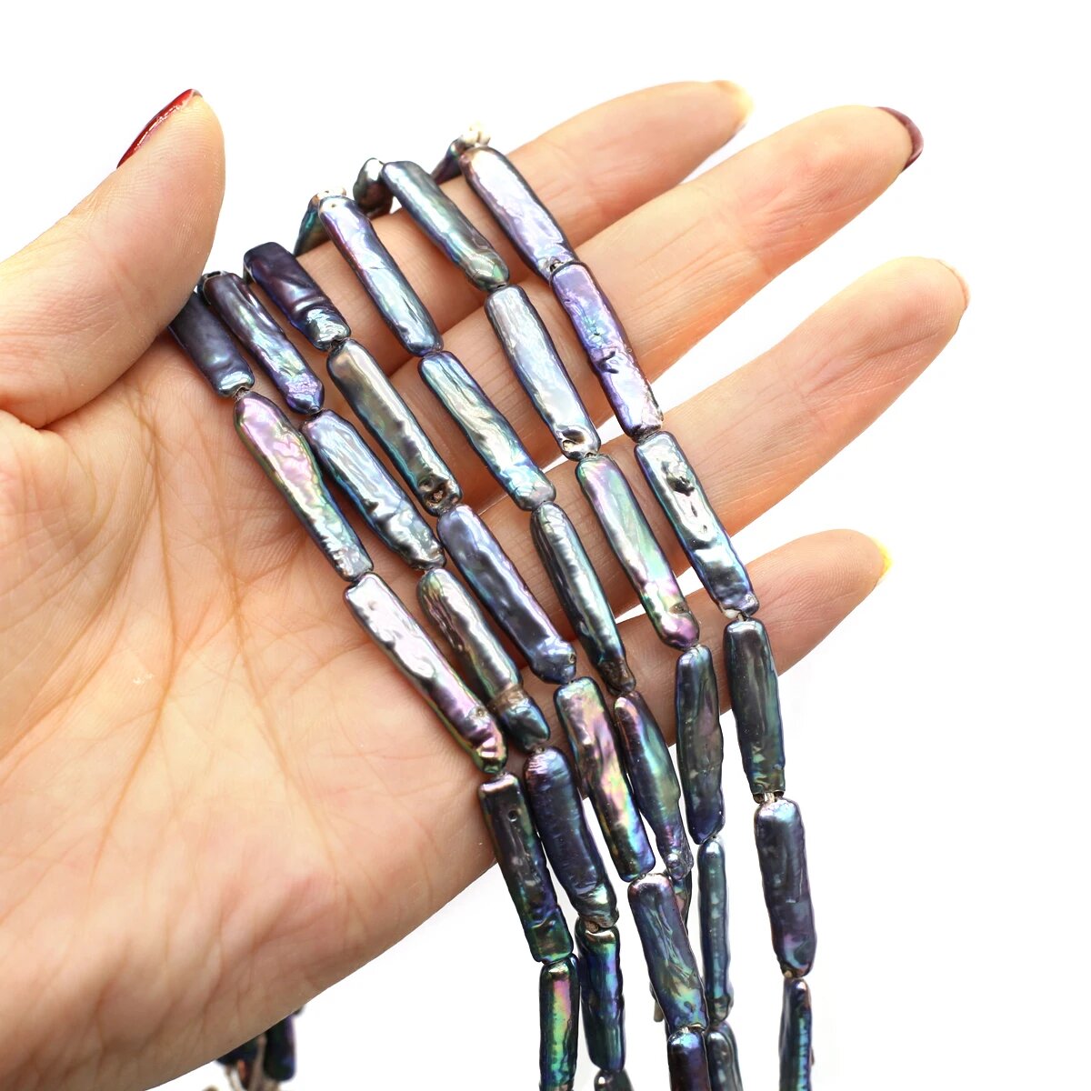 Черные прямоугольные бусины из пресноводного жемчуга