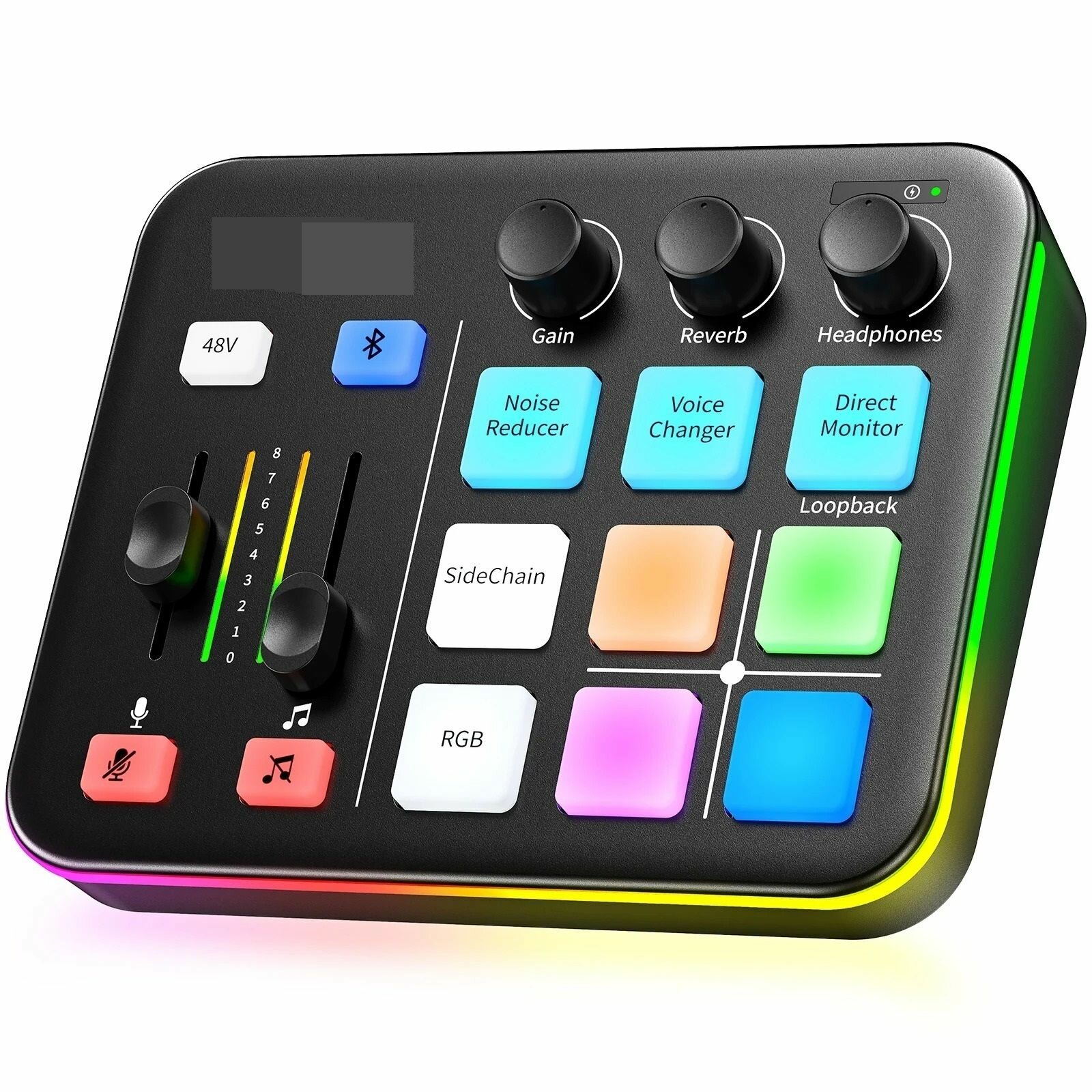 Игровой Аудиомикшер, Потоковое Воспроизведение RGB С Настраиваемыми Звуковыми Эффектами И Аудиоинтерфейсом Микрофона XLR