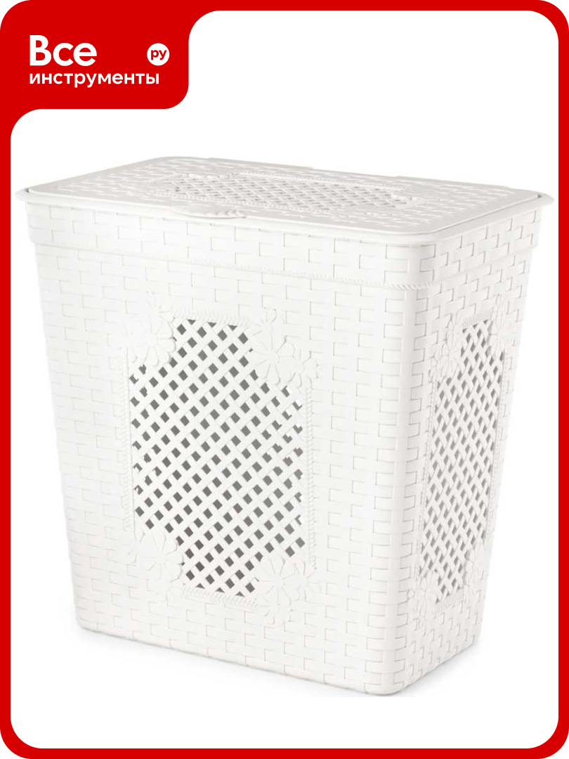 Корзина для белья ЗПИ Альтернатива Плетенка люкс, белый М3405 85 л, для сбора грязных вещей