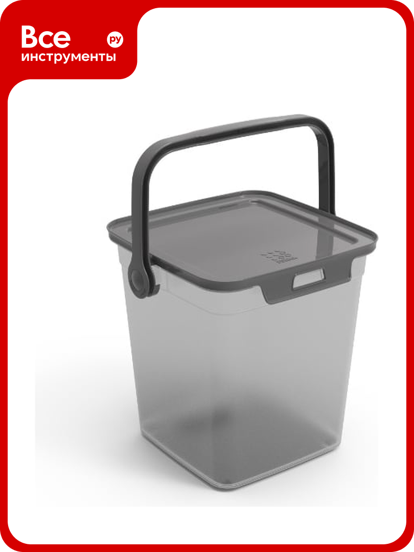 Контейнер для стирального порошка Полимербыт Smart 6,5 л, прозрачный, Объём ведра составляет 6,5 литров