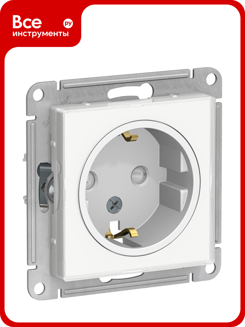 Розетка, Systeme, Systeme Electric AtlasDesign Art Бел с/з со шторками, 16А, механизм