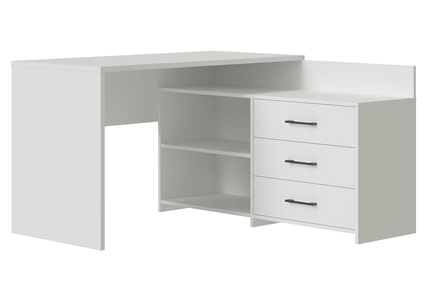 Письменный стол MYSTAR Кросс 125х75,5х125 см, 3 ящика, цвет белый