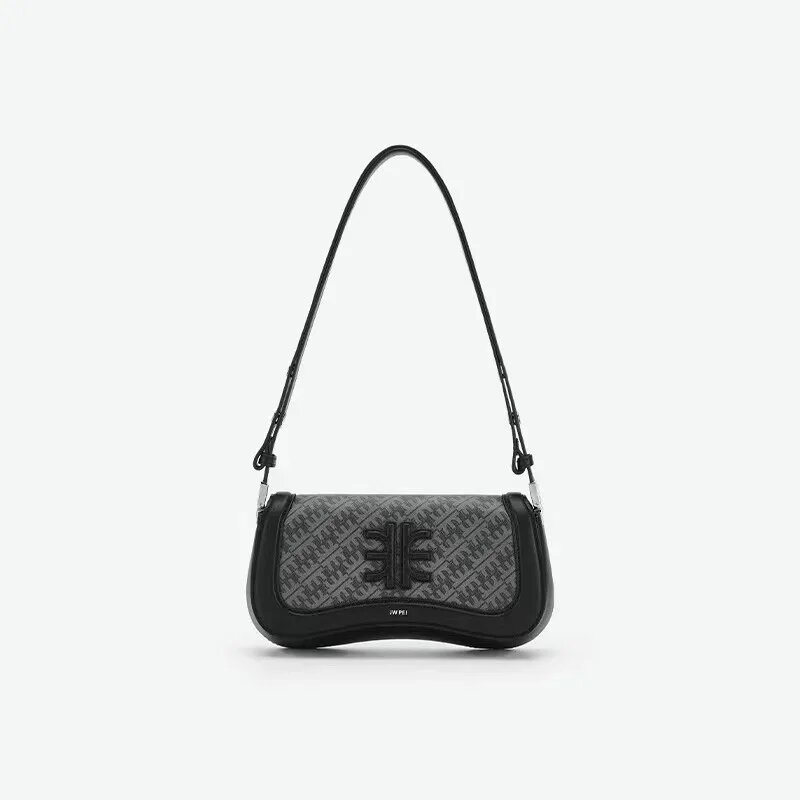 2025 Fashion New Jwpei Pudding Уникальный дизайн сумки для одно плечо, black/dark grey, SKU02107