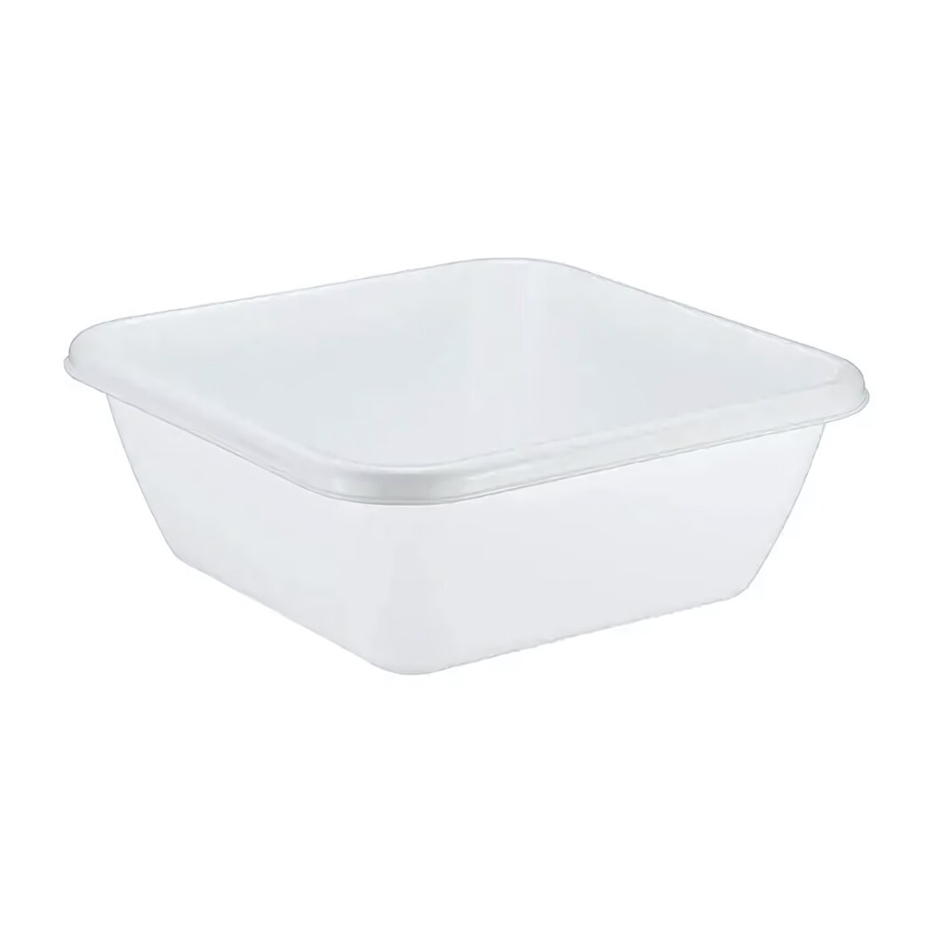 Таз квадратный с крышкой 17л, герметичный, пластиковый, для хранения продуктов, белый