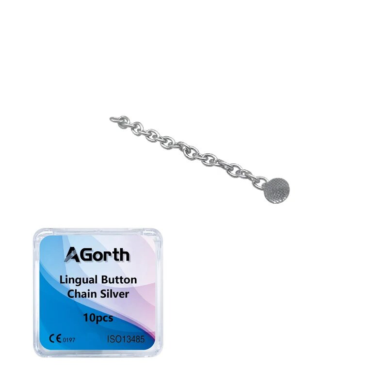 Agorth Lingual Button Chain Silver 10pcs