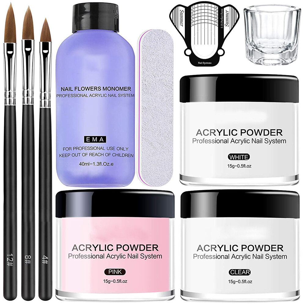 Акриловые порошки для ногтей Установите акриловый порошок и жидкость с помощью ногтей для ногтей.