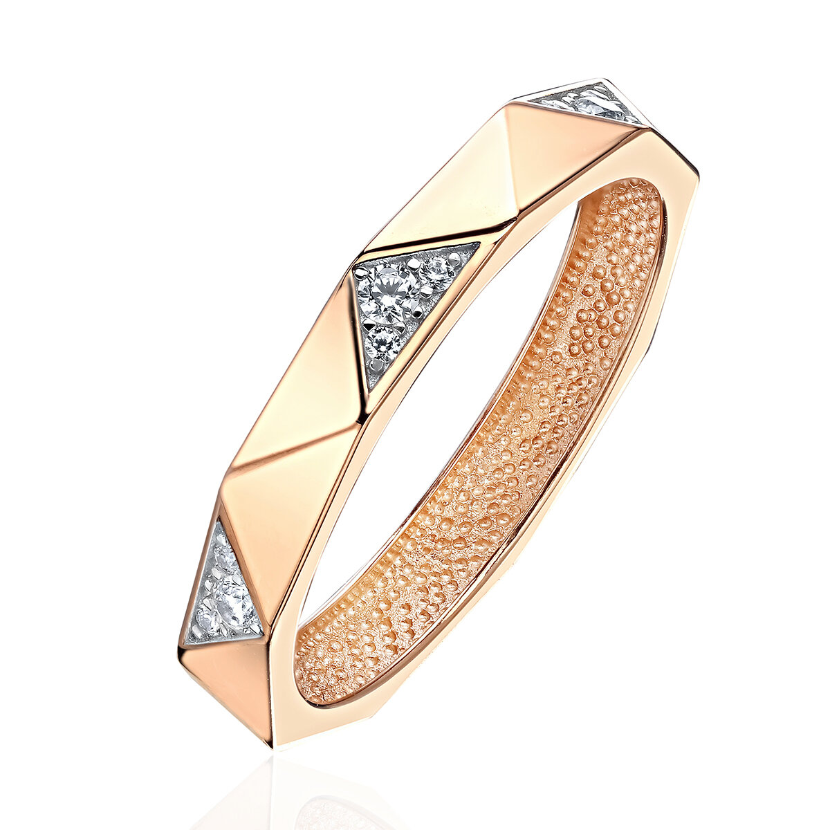 Кольцо, красное золото, 375 проба, фианит