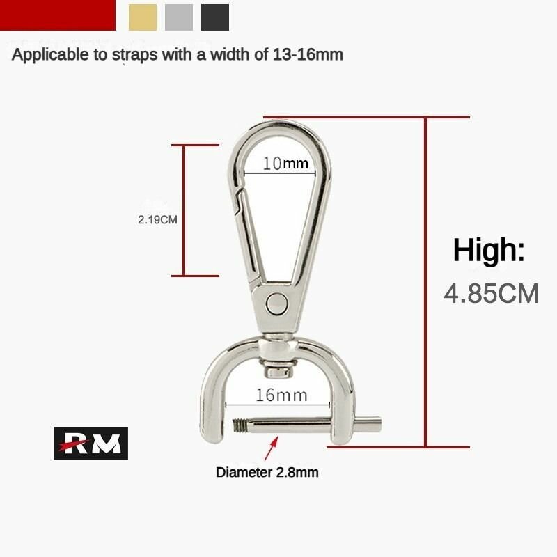 Металлический съёмный карабин 16 мм для сумки и плечевого ремня, пряжка для багажа и ремней, серебристый, комплект 2 шт