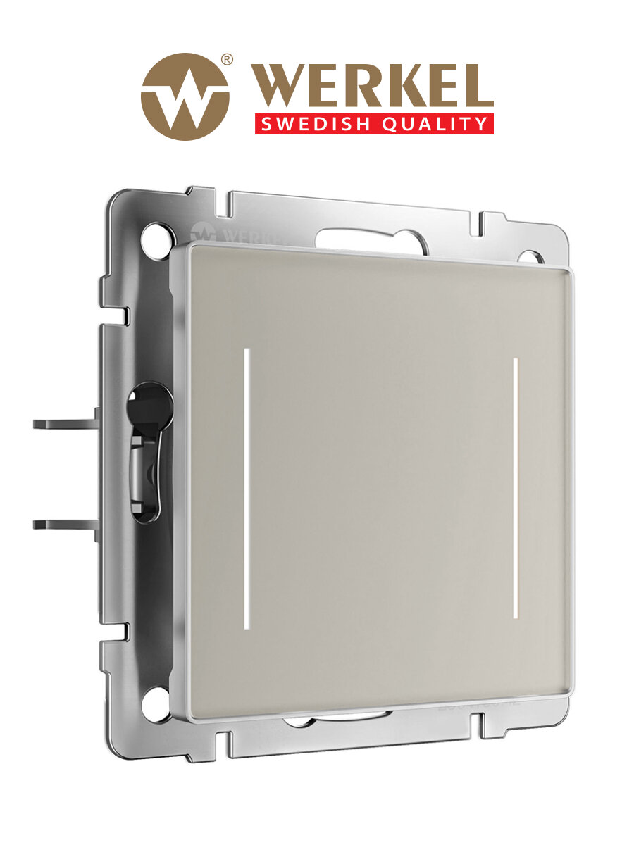 Сенсорный встраиваемый выключатель двухклавишный с подсветкой Werkel W4522014, 1000 Вт, цвет дымчатый