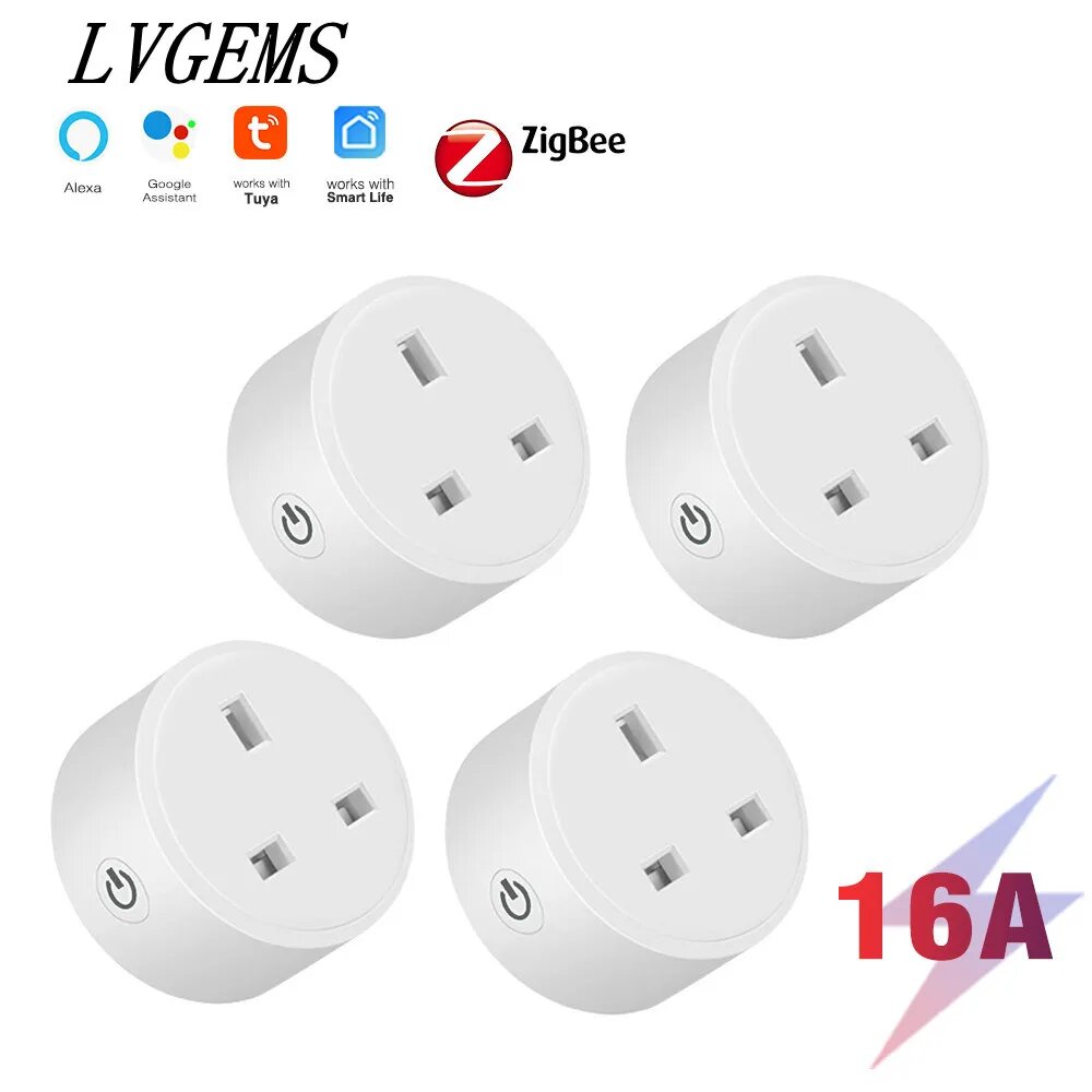 LVGEMS Умная розетка Tuya Zigbee 16А Zigbee Socket 4pcs