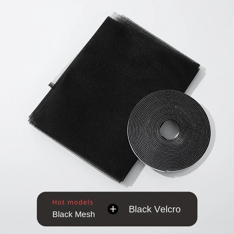 Черная москитная сетка на окно 1.3x1.5 м с Velcro