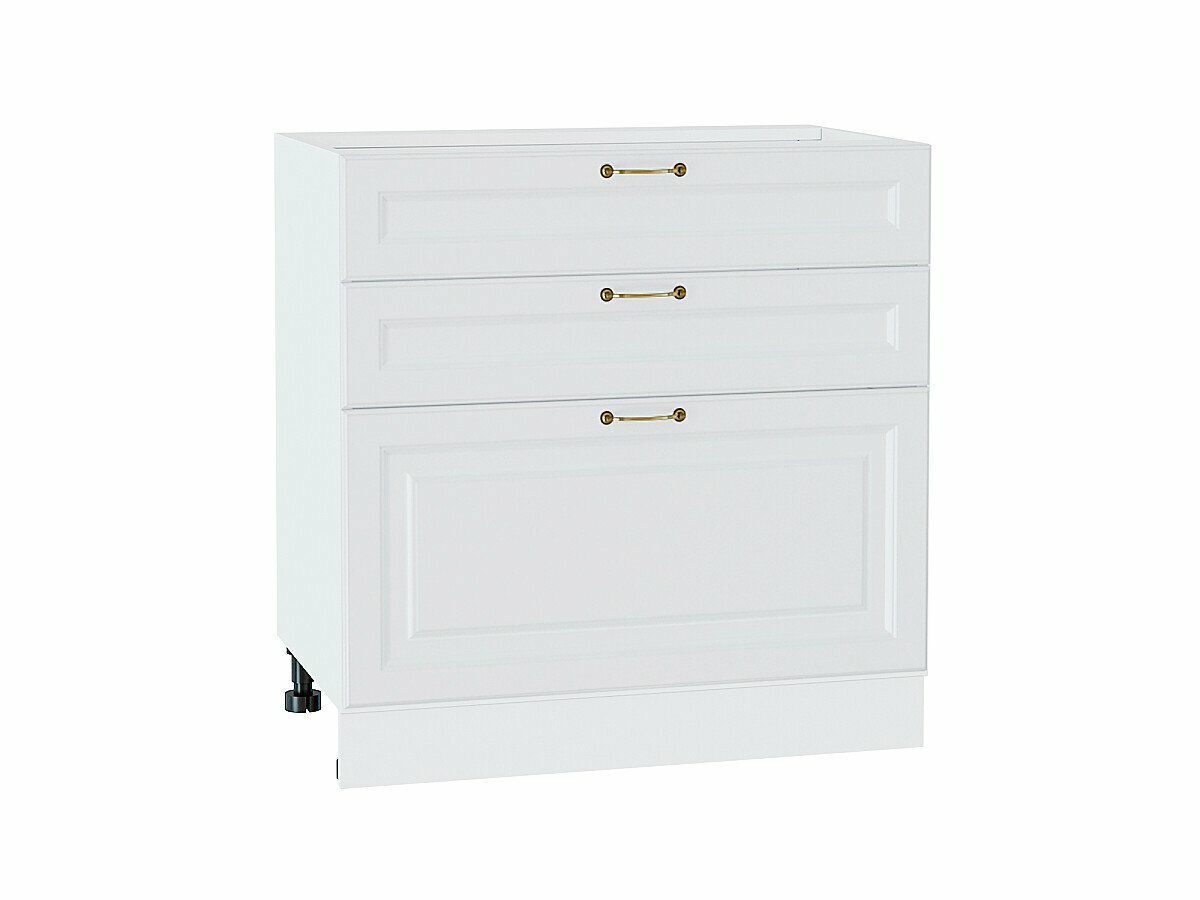 Шкаф нижний с 3-мя ящиками Ницца, цвет фасада Белый, цвет каркаса Белый, 816*800*478 мм