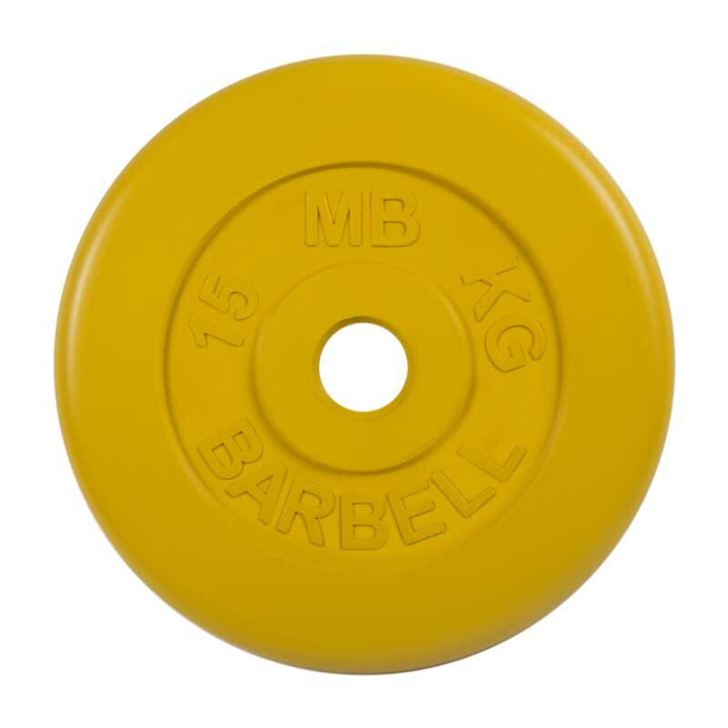 Блины для штанги и гантелей MB Barbell 15 кг 51 мм, стальная втулка, желтый