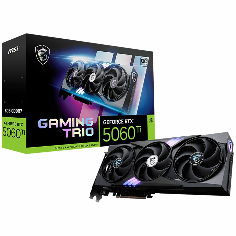 Видеокарта MSI RTX 5060 Ti 8G GAMING TRIO OC 8GB GDDR7 128bit 3xDP HDMI 3FAN RTL