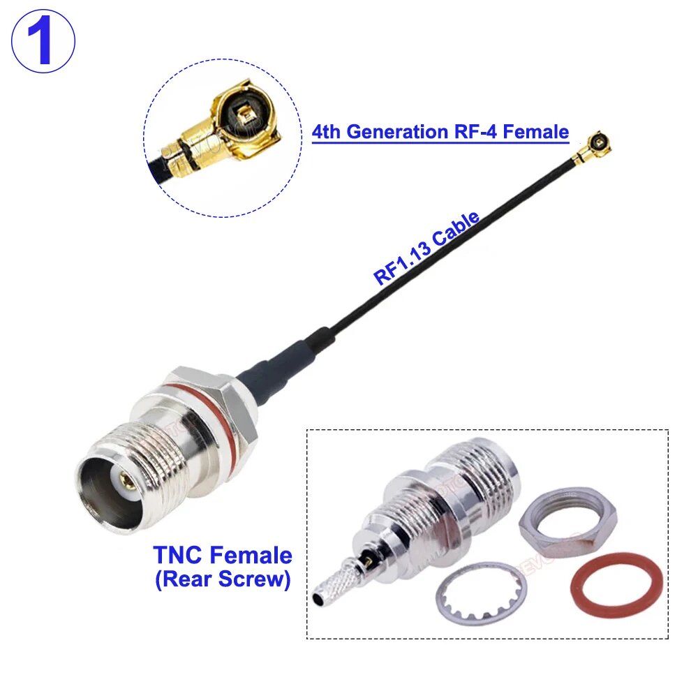 BEVOTOP Кабель TNC RF-1/RF-4 10см 10CM, TNC F RS to RF-4 F