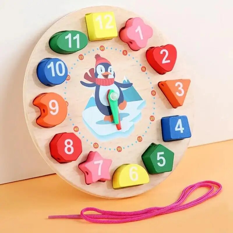 Деревянная игра-пазл "Часы" с фигурками, Цвет: NB128C1