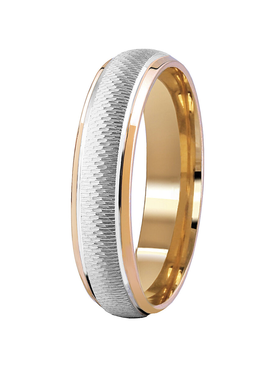 Кольцо обручальное, комбинированное золото, 585 проба, родирование