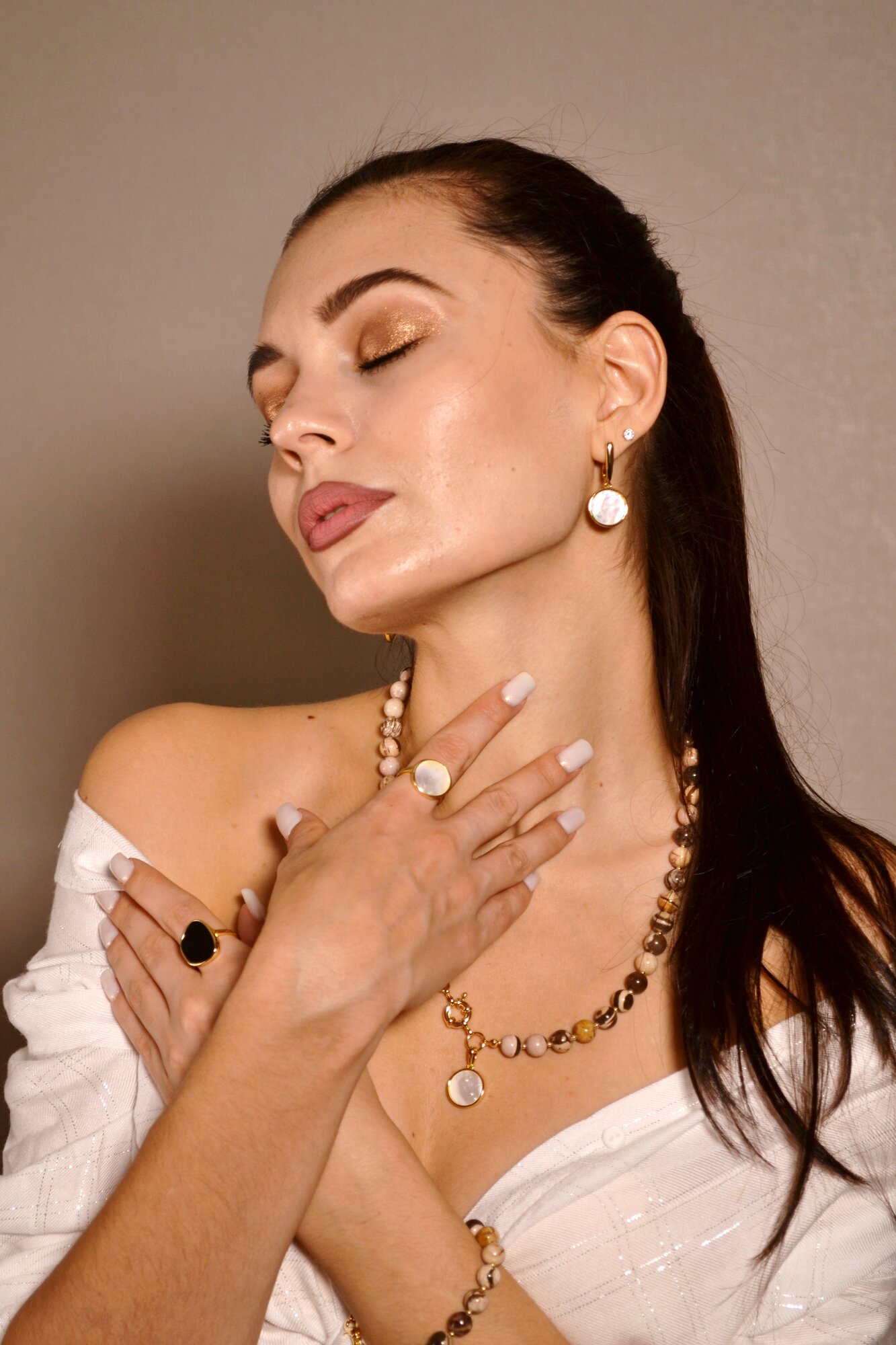 Печатка ONE SECRET jewelry, керамика, безразмерное, черный — фото 1